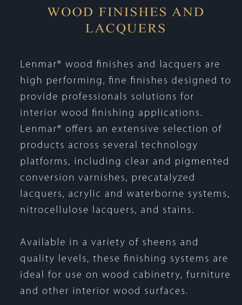 Lenmar Wood Finishes | Benjamin Moore Paints at PaintOutlets.com